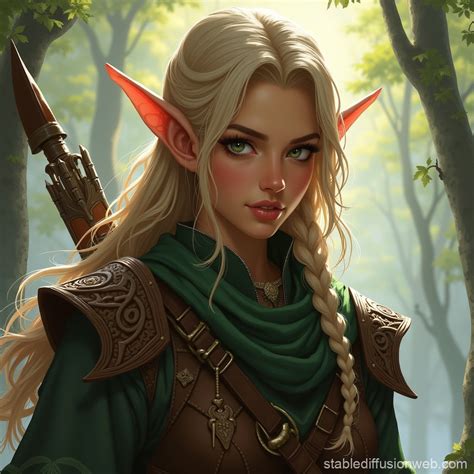 Wood Elf Noble Ranger Portrait Stable Diffusion Online