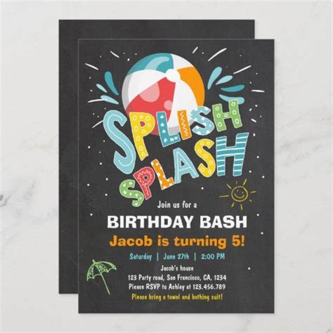 Splish Splash Birthday Invitation Pool Party Zazzle Artofit