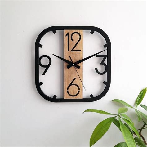 Modern Square Wall Clock Wooden Unique Clock Home Wall Decor For Living