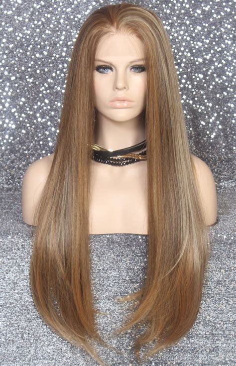 Free Part Human Hair Blend Full Soft Swiss Lace Front Wig Heat Etsy