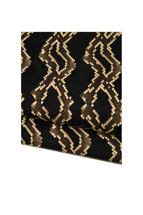 PYTHON Textured Glossy Leather Hide Black Brown Beige Reptile Printed Cowhide Snake Pattern On