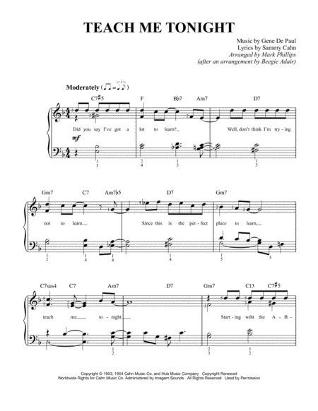 Teach Me Tonight Arr Mark Phillips Par Gene De Paul Partitions Pour