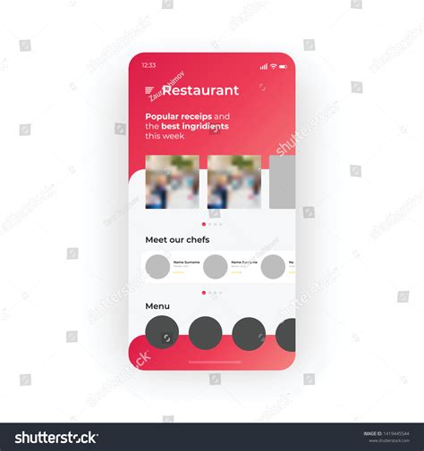 Red Restaurant Menu Ui Ux Gui Stock Vector Royalty Free 1419445544
