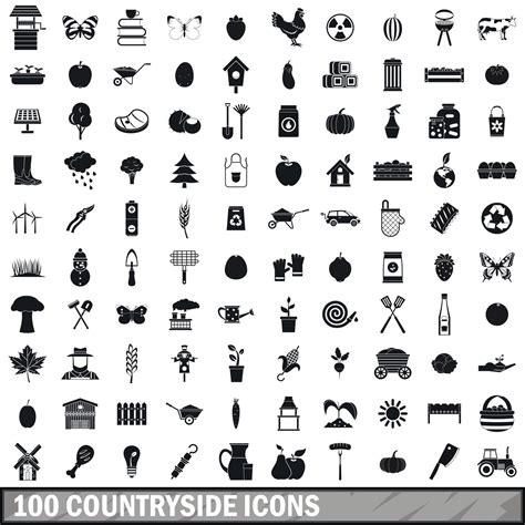 Countryside Icons Set Simple Style Vector Art At Vecteezy