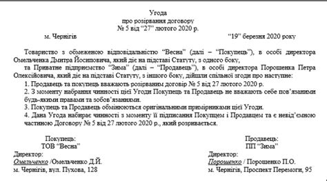 Додаткова угода про розірвання договору