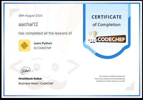 Python Certification Codechef Continuouslearning Codingjourney