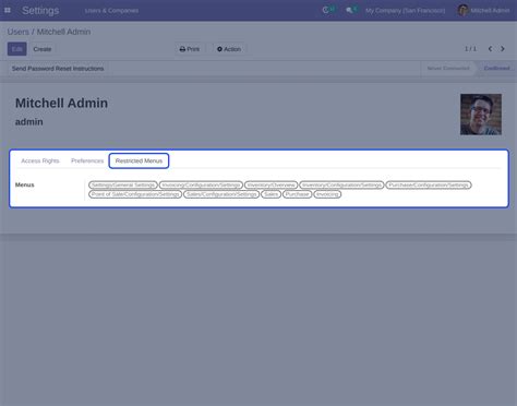 Odoo User Menu Restrictions WebKul
