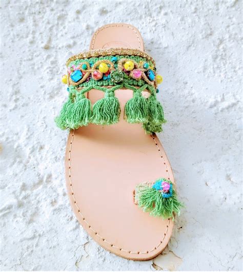 Boho Sandalswomen Handmade Greek Leather Sandalsrhinestones Etsy