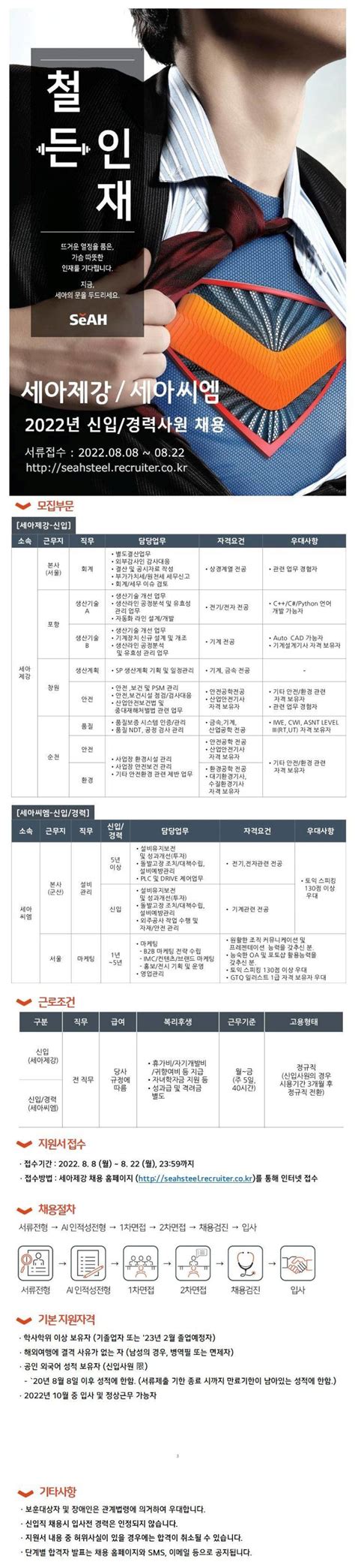 세아제강세아씨엠 2022년 신입경력 사원 채용 공모전 대외활동 링커리어
