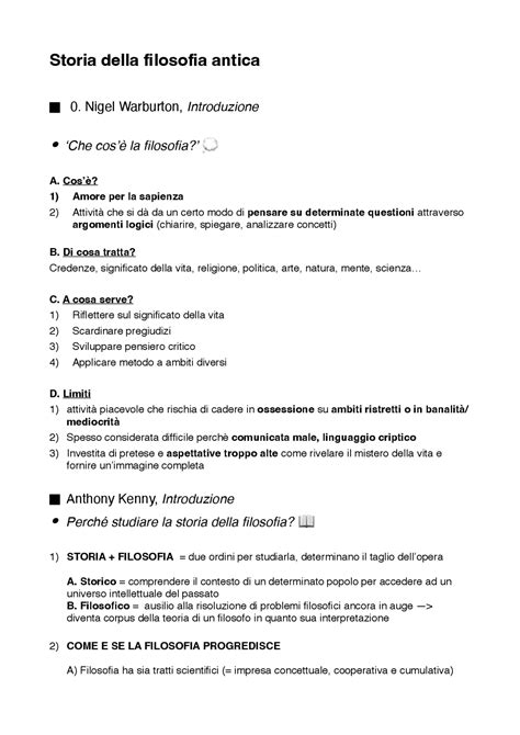 Riassunto Dispense Di Filosofia Sintesi Del Corso Di Storia Della