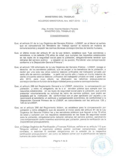 Acuerdo Ministerial Mdt 2019 144 Pdf