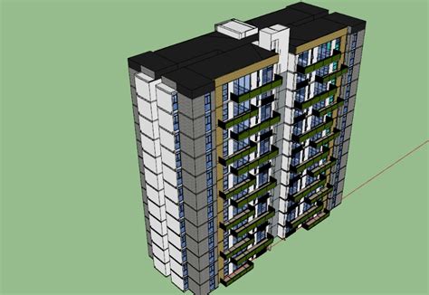 Residential Building In Skp Download Cad Free 339 Mb Bibliocad