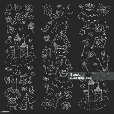 유니콘 드래곤 소녀 벽지 아기 샤워 초대장 유치원 유치원 보육 생일 학교 파티 귀여운 공주 아이콘 설정 2 3 살에 대한 스톡 벡터 아트 및 기타 이미지 Istock