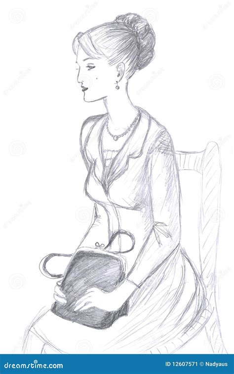 De Vrouwen Van De Zitting Schets Stock Illustratie Illustration Of