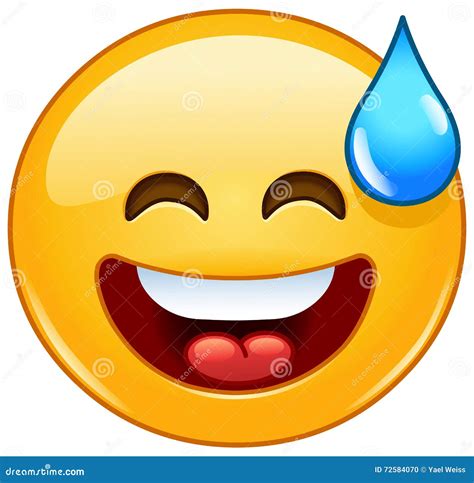 Emoticon Sonriente Con La Boca Abierta Y El Sudor Frío Ilustración Del