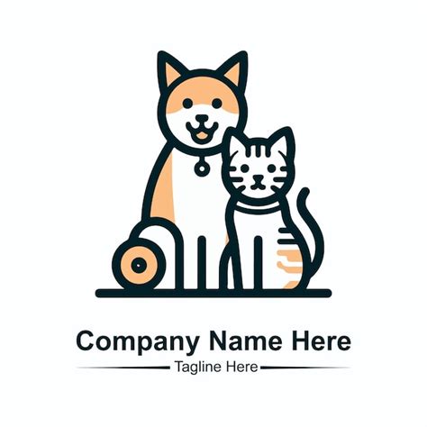 Logotipo De Mascota De Perro Gato Icono Vectorial Diseño De Contorno De