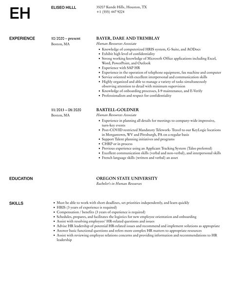 Human Resources Associate Resume Samples Velvet Jobs