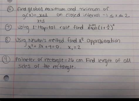 Solved ② find global maximum and minimum of g(x)=_X+ on | Chegg.com
