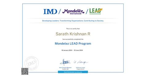 Sarath Krishnan On Linkedin Mondelez Lead I 2024 Imd Sarath