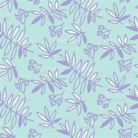 부드러운 꽃 모티브 벡터 일러스트입니다 열 대 흰색 바탕에 완벽 한 패턴을 떠난다 손으로 그린 순진한 스타일의 자연 디자인 0명에 대한 스톡 벡터 아트 및 기타 이미지