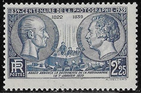 France 225fr Dark Blue Centenary Of Photography Issue Of 1939 Scott