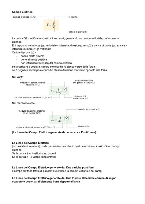 Campo Elettrico Appunti Di Fisica Docsity