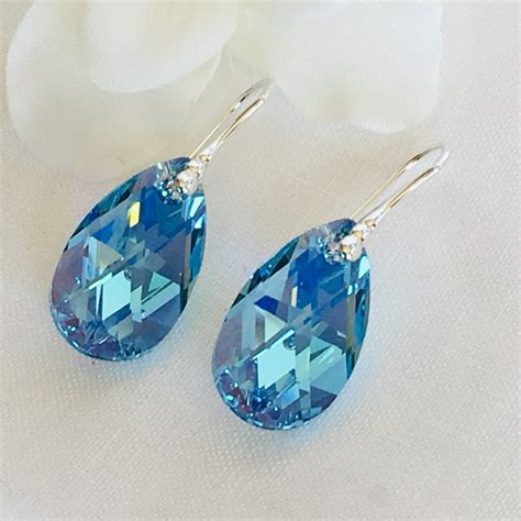 Aqua Ab Crystal Earrings Crystal Elegance