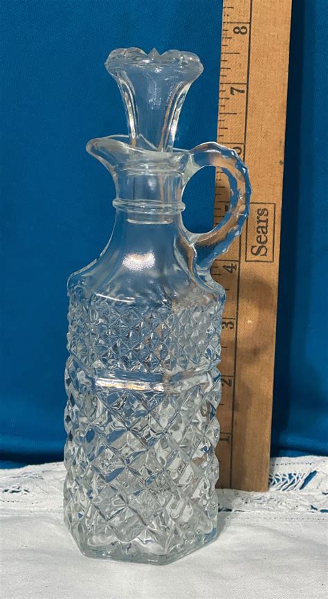 Vintage Clear Glass Cruets With Glass Stoppers Various Sizes Etsy