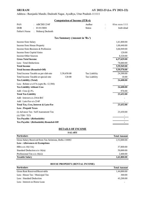 profit and loss and balance sheet with computation in excel for individual itr filing tax shastra
