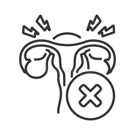 Infertility Line Black Icon Female Reproductive System Disease Sign