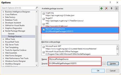 Adding Package Source In Visual Studio 2015