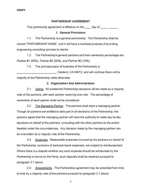 Amazing Photo Of Free Partnership Agreement Template