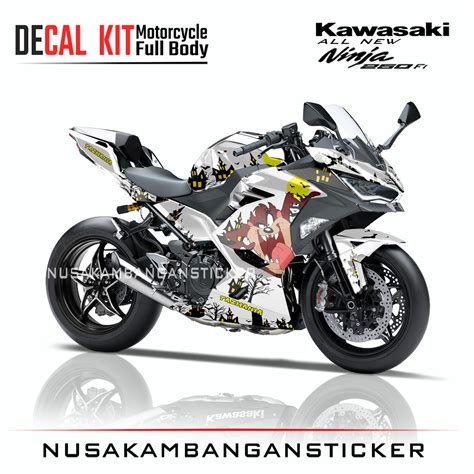 Decal Sticker Kawasaki All New Ninja 250 Fi 2018 Tazmania Putih 02