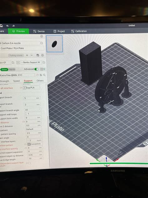 Weird Rectangle When Adding Support R Bambulab