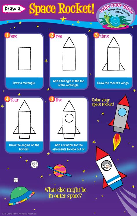 Draw A Rocket Ship To Outer Space Peewee Picasso