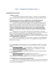Assignment Unit Assignment Chapter One Chapter One