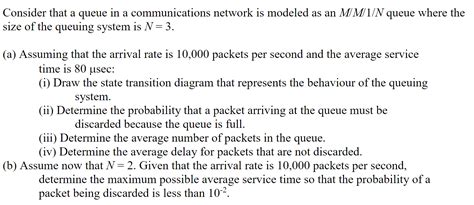 solved consider that a queue in a communications network is