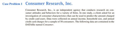 Case Problem 1 Consumer Research Inc Consumer