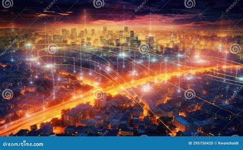 Wi Fi Waves Enveloping A Cityscape Highlighting The Pervasive Nature