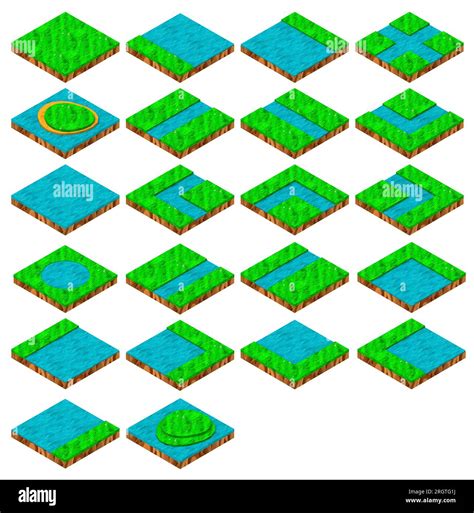 Isolated 3d Render Illustration Of Isometric Game Grass And Lawn Ground