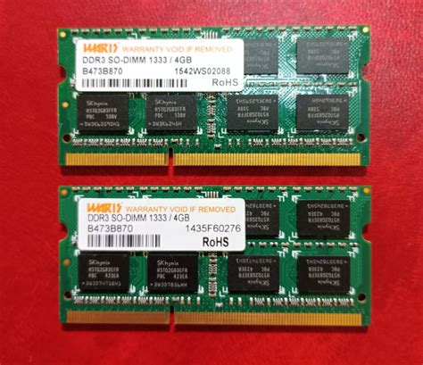 【目立った傷や汚れなし】mn37 A【動作品】waris Ddr3 1333 4gb×2枚 計8gb【送料無料】pc3 10600 ノートpc