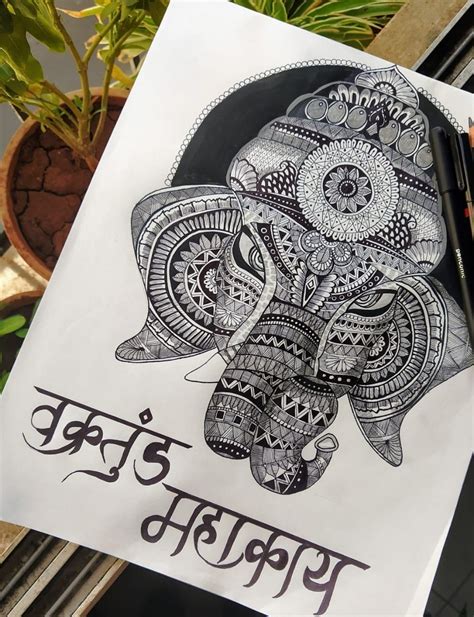 Ganpati Mandala Art Mandala Art Painting Art Projects Ganesha Drawing