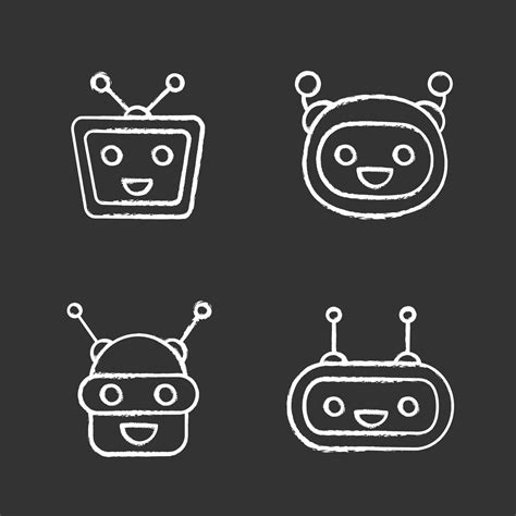 Chatbots Chalk Icons Set Talkbots Laughing Virtual Assistants Collection Conversational