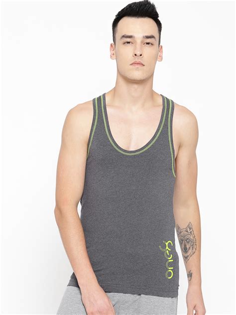 Buy One8 By Virat Kohli Men Charcoal Grey Solid Jogging Innerwear Vest