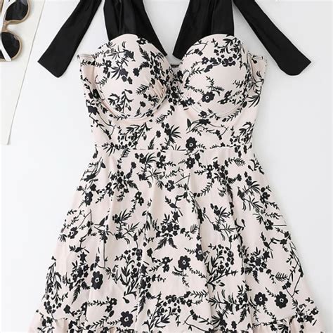 Dropship Plus Size Floral Print Knot Strap One Piece Swimsuit Womens
