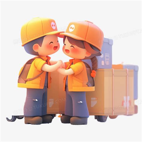 货运工人握手的元素PNG图片素材下载 元素PNG 熊猫办公