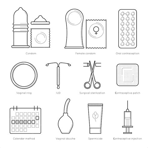 Premium Vector Contraception Lineart Design Hand Drawn Sketch Set Of