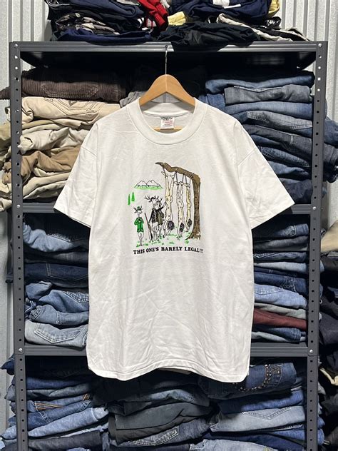 Vintage Crazy Vintage 90s Barely Legal Hunting Humor Sex Tee Shirt