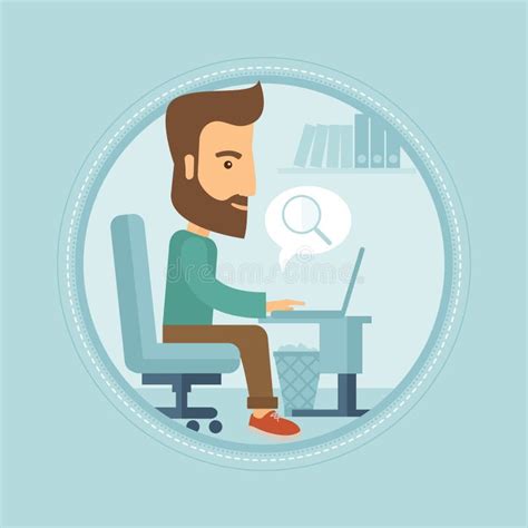 Man Searching In Computer Concept Illustration Man Designer Doing Work