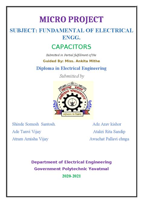 Fee Micro Project 1st Group Micro Project Subject Fundamental Of